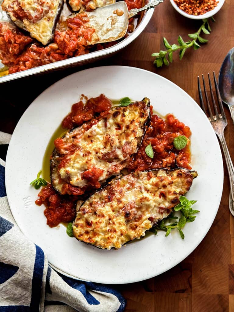 Papoutsakia - Greek Stuffed Eggplants - The Greek Foodie