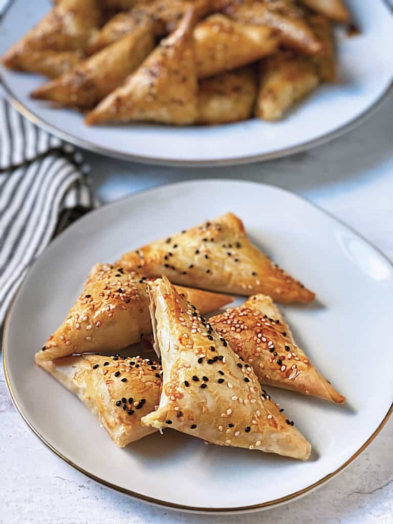 Greek Tiropitakia-Cheese Triangles with Bacon & Gruyère - The Greek Foodie
