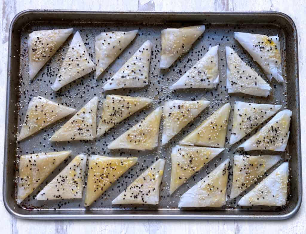 Greek Tiropitakia-Cheese Triangles with Bacon & Gruyère - The Greek Foodie