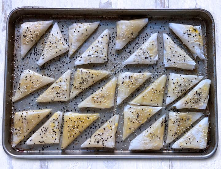 Greek Tiropitakia-Cheese Triangles with Bacon & Gruyère - The Greek Foodie