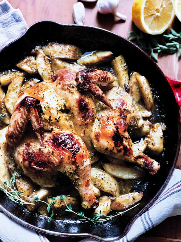 Greek Spatchcock Chicken with Lemon & Garlic - The Greek Foodie
