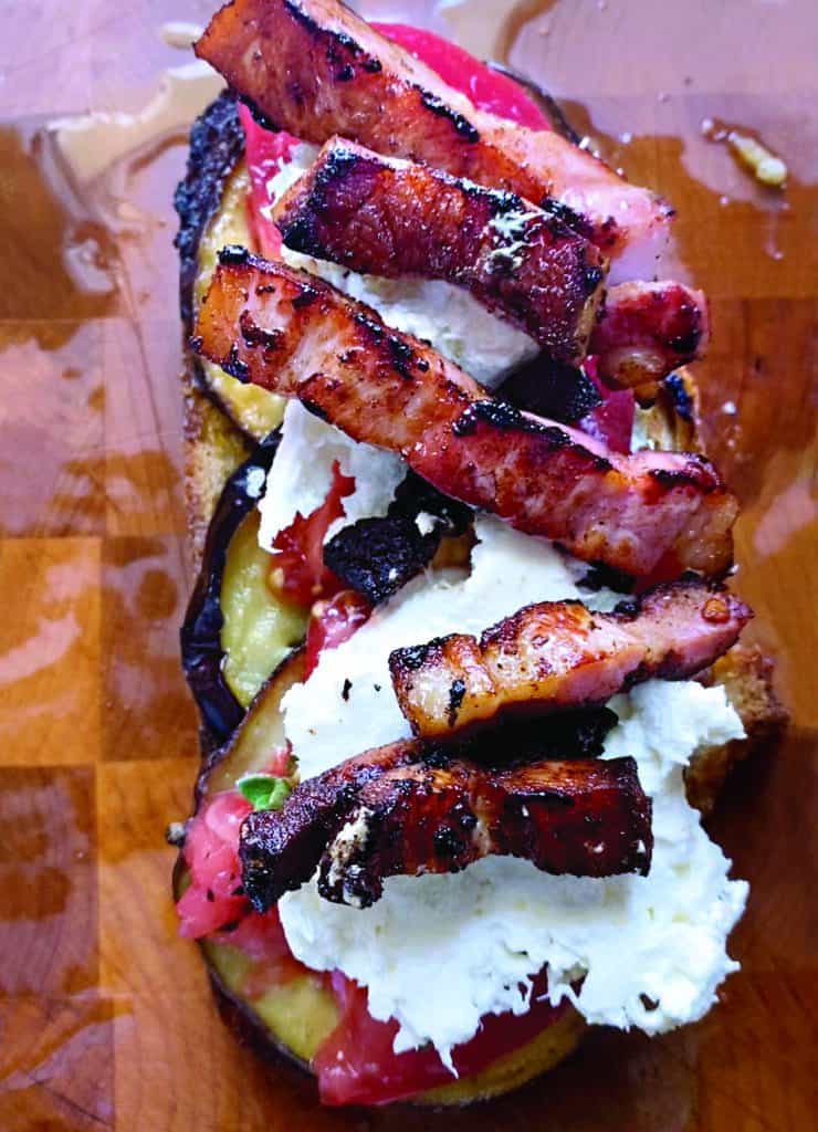 Open-Faced Tomato Eggplant Sandwich With Pancetta - The Greek Foodie