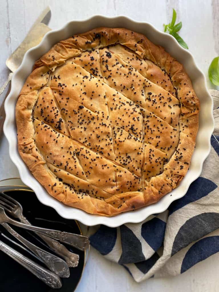 Kasseri Cheese Pie With Pastourma - Pita Caesarias - The Greek Foodie