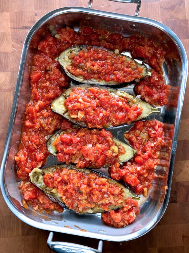 Papoutsakia - Greek Stuffed Eggplants - The Greek Foodie