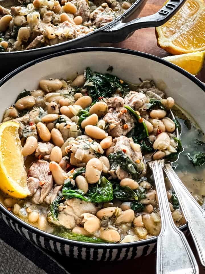 Lemony Greek Chicken Stew with Beans - The Greek Foodie
