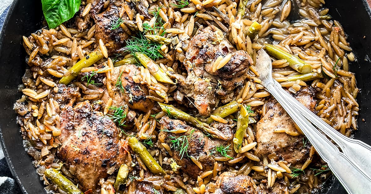 Za'atar Lemon Chicken Orzo - The Greek Foodie