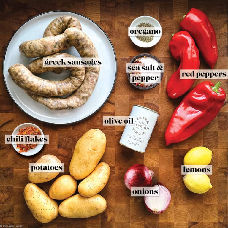 Greek Sausage Sheet Pan Dinner - The Greek Foodie