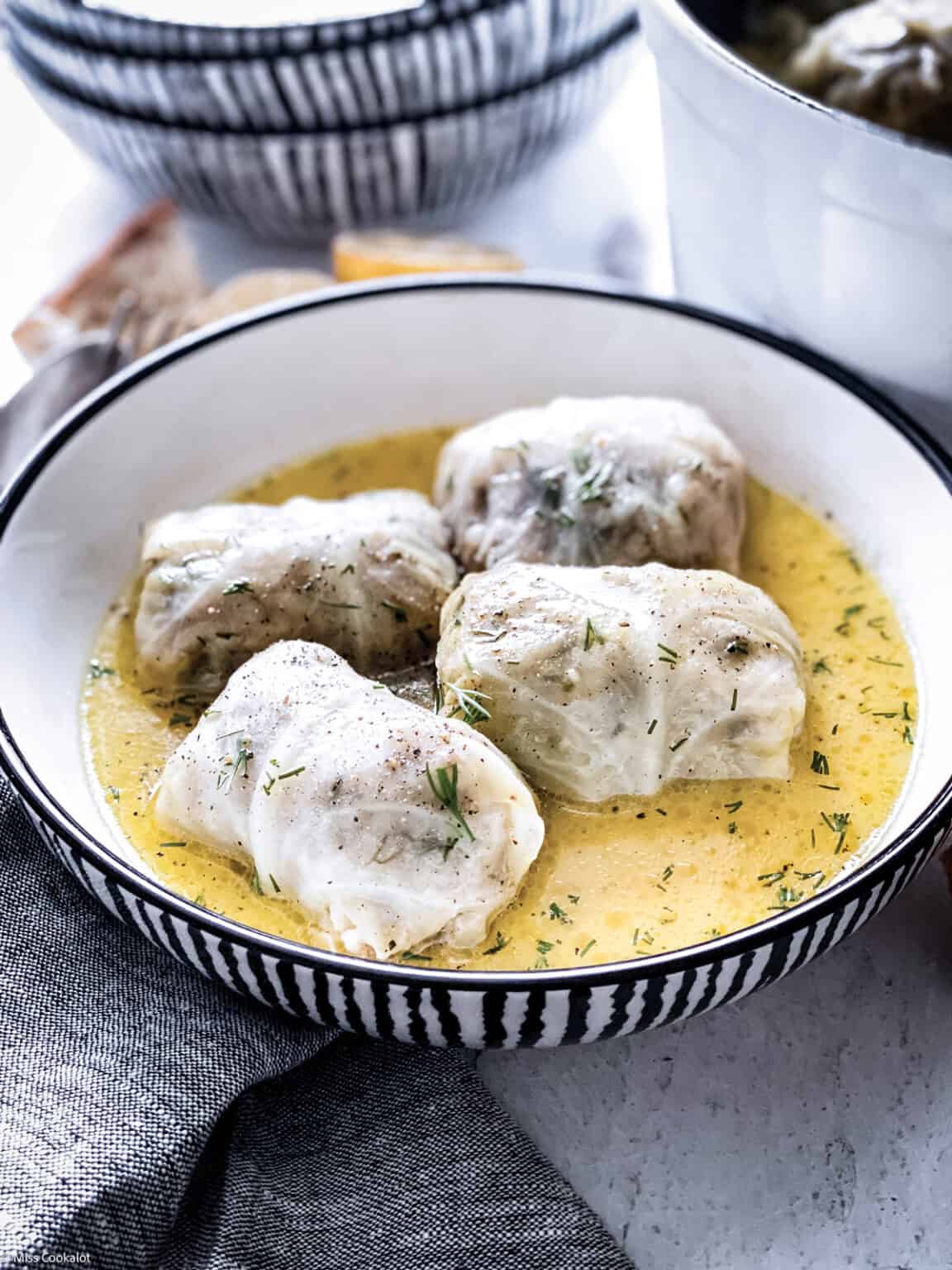 Greek Stuffed Cabbage Rolls - Lahanodolmades Avgolemono - The Greek Foodie