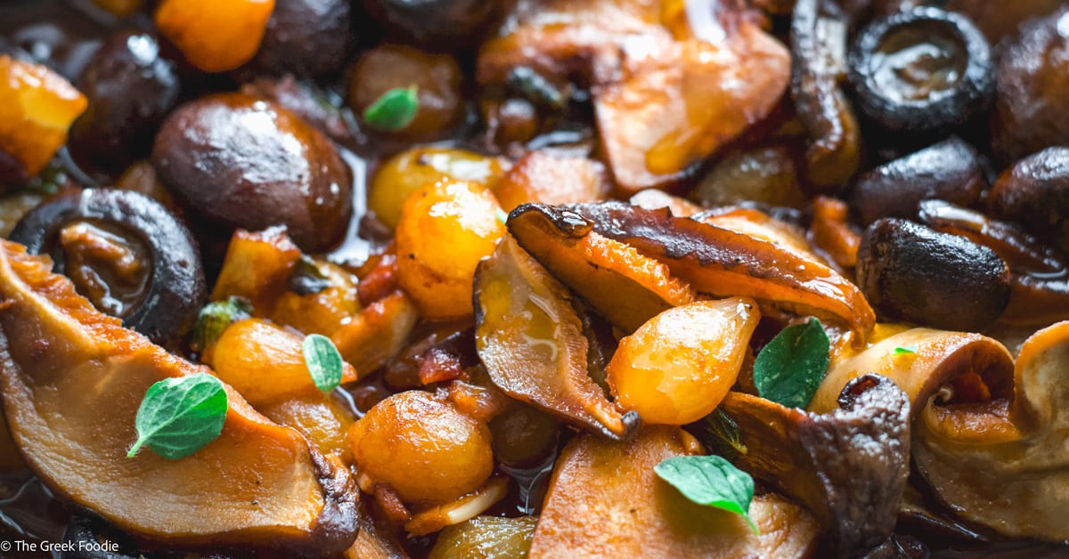 Mushroom Stew-Manitaria Stifado - The Greek Foodie