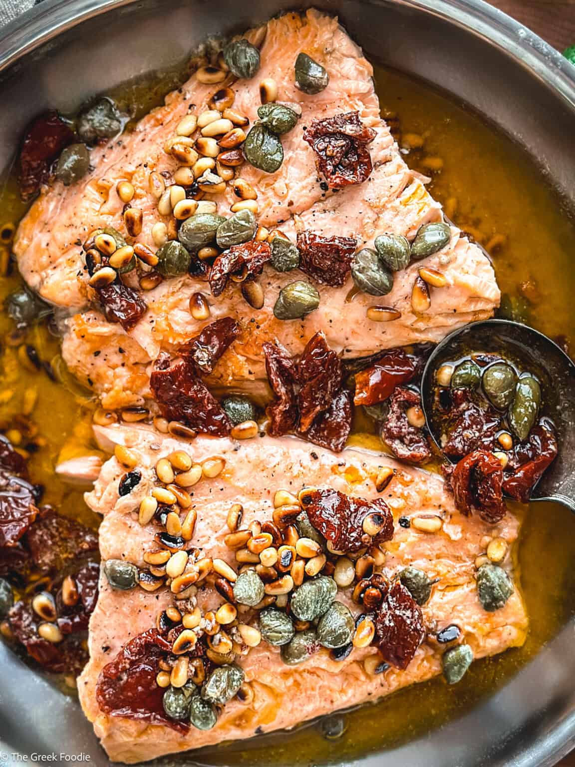 Brown Butter Salmon With Capers And Sun-Dried Tomatoes - The Greek Foodie