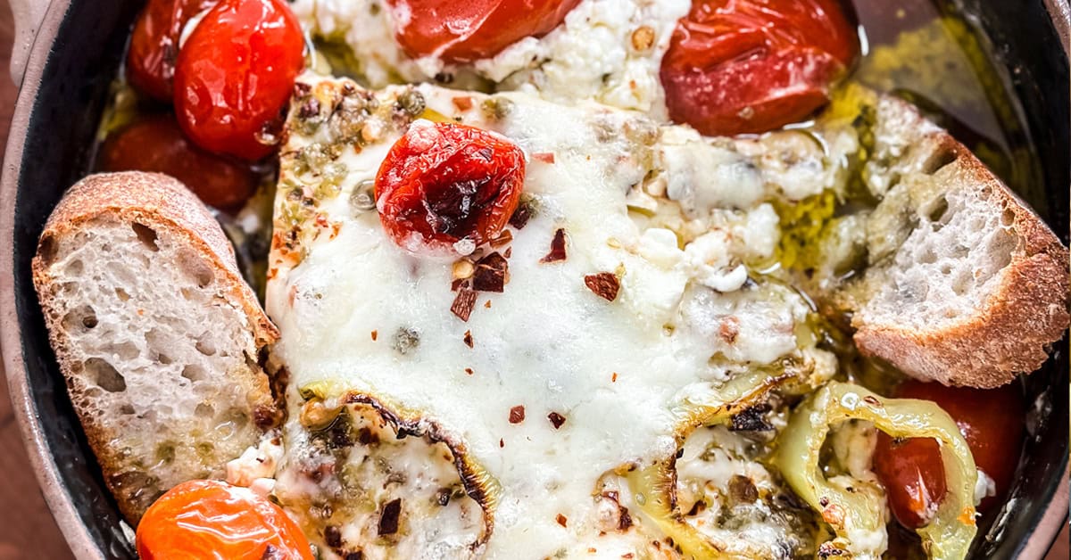 Baked Feta Dip-Bouyourdi - The Greek Foodie