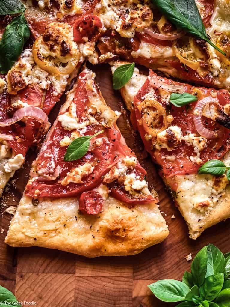 Tomato Feta Pizza - The Greek Foodie