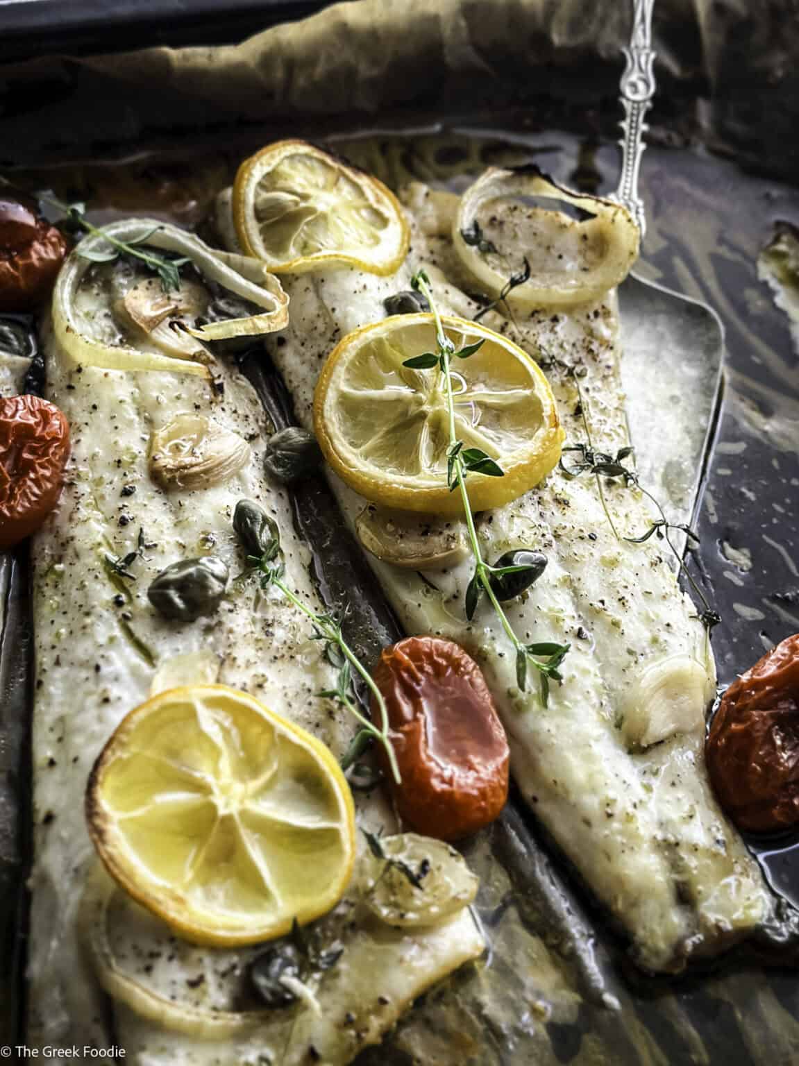 Roasted Branzino Fillets Recipe- Greek Lemon & Garlic - The Greek Foodie