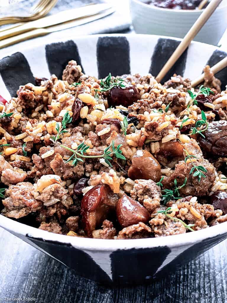 Greek Turkey Stuffing With Sausage recipe - The Greek Foodie - Holidays