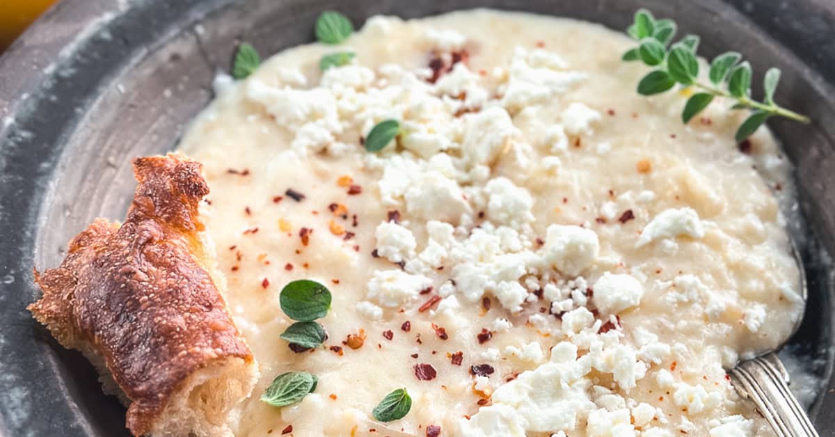 Trahanas Soup with Butter & Feta - The Greek Foodie