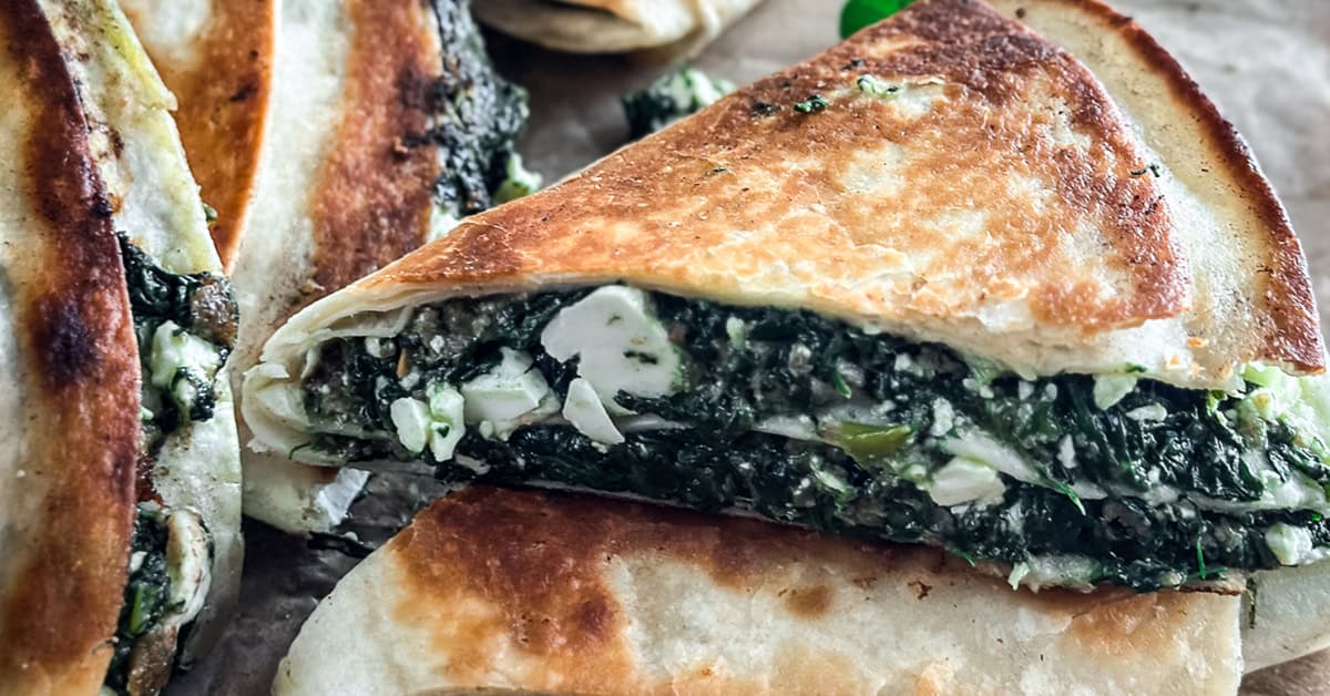 Spinach Feta Tortilla Wrap (Spanakopita-Style) - The Greek Foodie