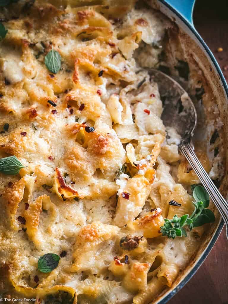 Greek Mac and Cheese with Feta and Graviera (Baked)